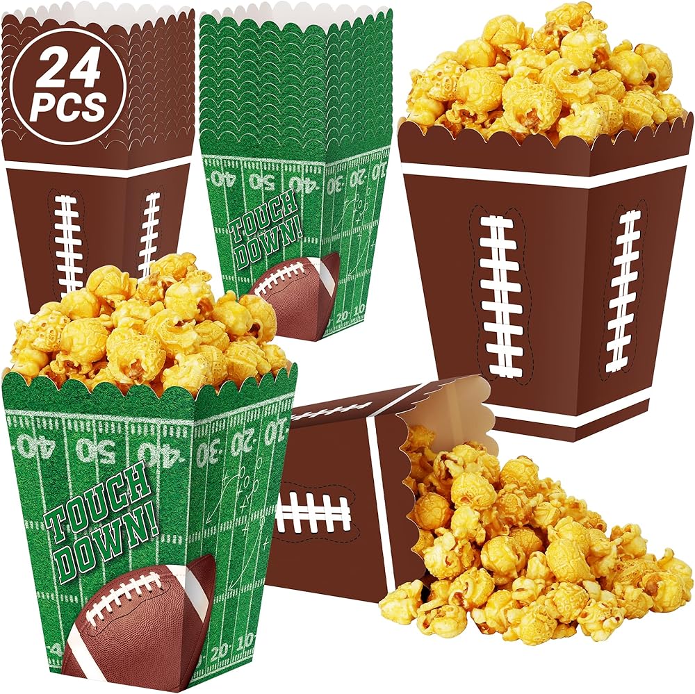 24 PCS Football Party Supplies Kit, Football Popcorn Boxes, Football ...
